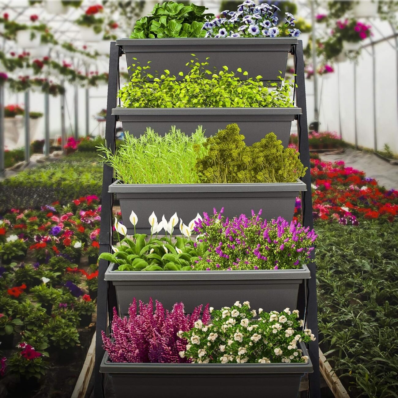 4Ft Vertical Raised Garden Bed - 5 Tier Food Secure Planter Box for ...