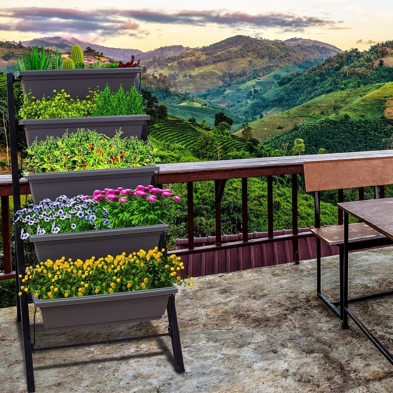 4Ft Vertical Raised Garden Bed - 5 Tier Food Secure Planter Box for ...