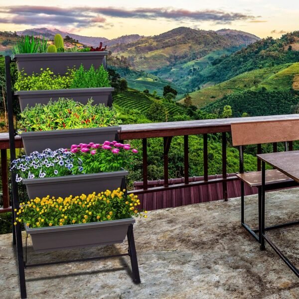 4Ft Vertical Raised Garden Bed - 5 Tier Food Secure Planter Box for ...